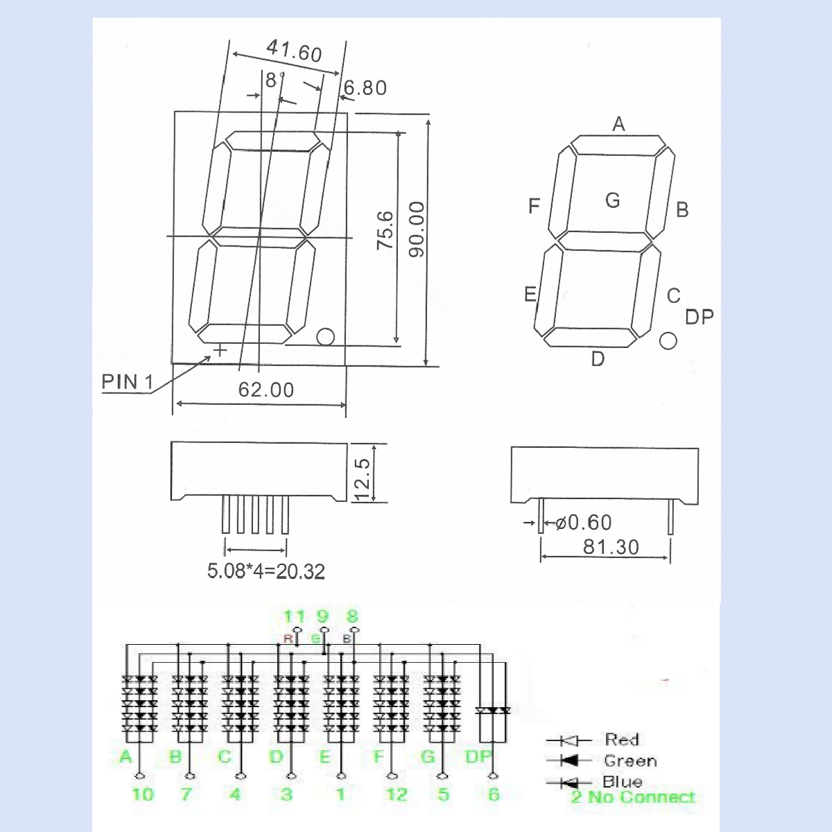 China Producer 90mm Single Digit 3 Inch 7 Segment fnd Indicator Big 7 Segment LED Display RGB