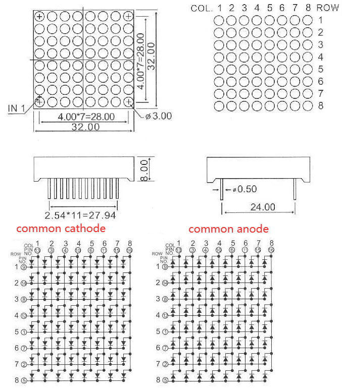 led dot matrix display 12088-ASR 8X8 dot matrix led display