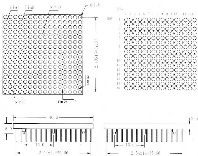 16x16 orange led dot matrix display elevator dot matrix