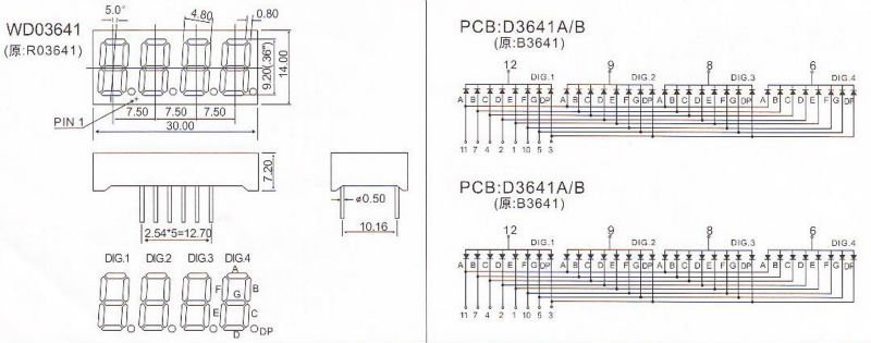 Original manufacturer RoHs kem-3641-bsr 0.36 Inch FND 7 Segment led ...