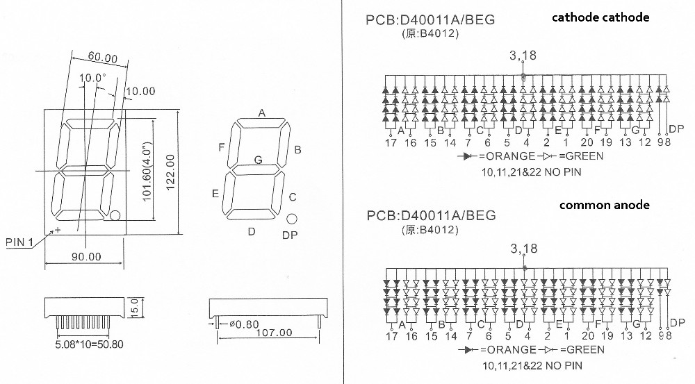 7 segment tube 7 segment module big 7 segment 4 inch bi-color